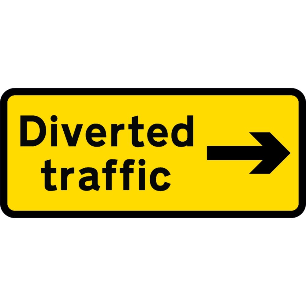 1050 x 450mm Diverted Traffic Right - Black Plastic Sign – TSE Supply