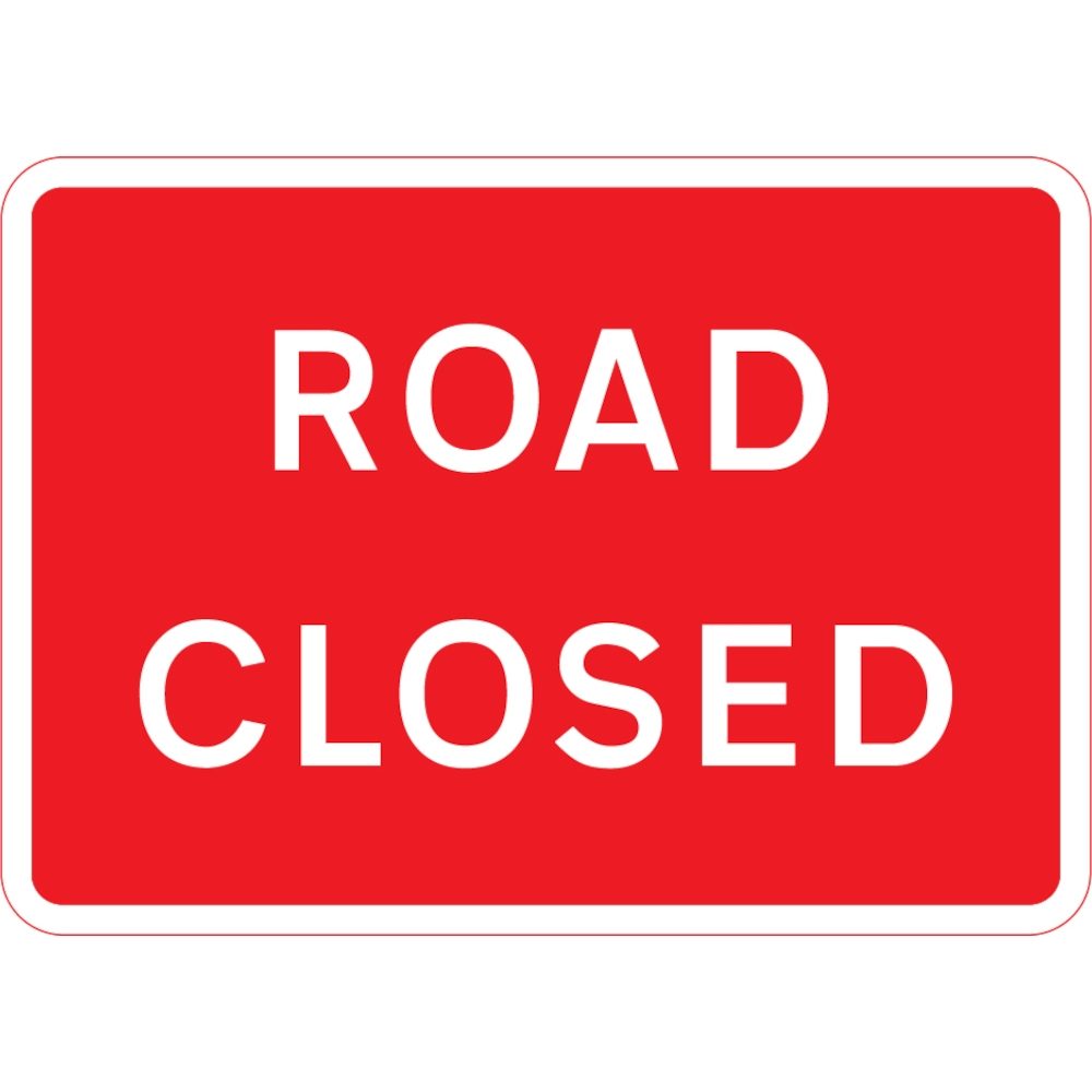 1050 x 750m Road Closed - Black Plastic Sign – TSE Supply